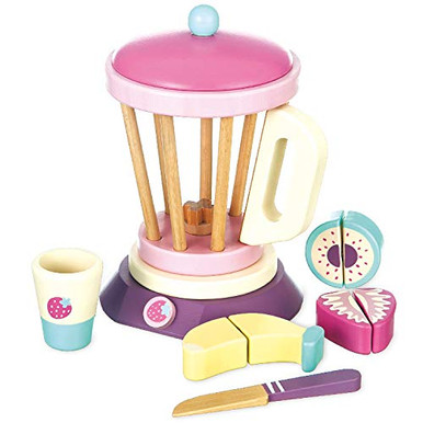 8 Pc Wooden Smoothie Maker toy - Includes wood Blender cup Fruits and ...