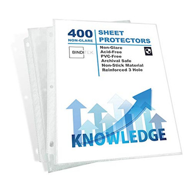 Binditek 400 Pack Sheet Protectors 8.5 x 11 Inches Non-Glare Clear Page ...