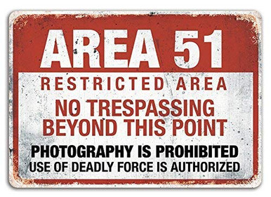 A Homim Area 51 Metal Wall Sign Plaque Warning, Alien, Conspiracy ...