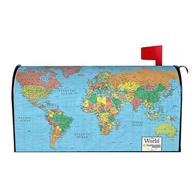 antcreptson World Map Mailbox Covers Standard Size Magnetic Mail Wraps ...