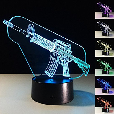 Night Light Toy Gun 3D Led Optical Illusion 7 Colors Change Night Light ...