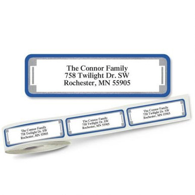 Blue and Silver Frame Designer Rolled Return Address Labels Roll of 500 ...