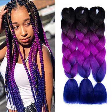 Ombre Colors Braiding Hair Ombre 5Pcs Synthetic Braids Hair Extensions ...