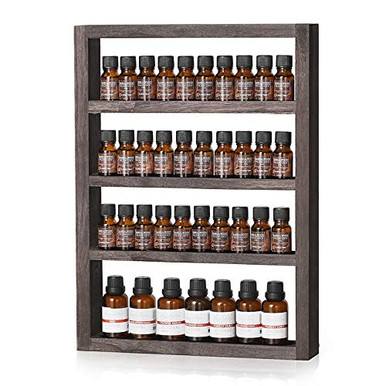 Essential Oil Rack 4 Tier Wall Mounted Essential Oil Rack Holder Wooden ...