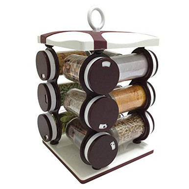 WhopperIndia Rotating Kitchen Spice Rack Carousel 12 Jar Herb and Spice ...