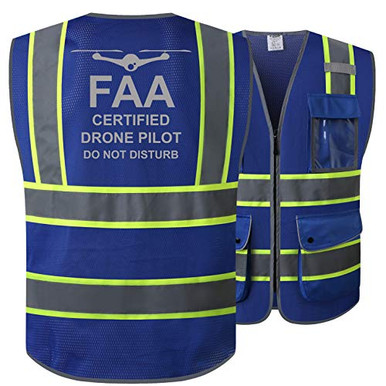 JKSafety 9 Pockets FAA Licenced Drone Pilot Hi-Vis Retro-Reflective ...