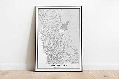 Quezon City Philippines Map Print Quezon City Poster City Map Black and ...