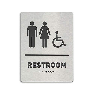 Unisex Restroom Identification Sign - ADA Compliant Bathroom Sign ...