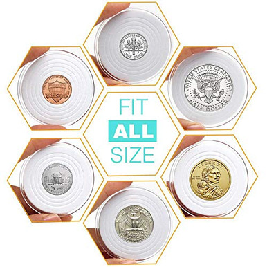 AukeyStar Round Clear Plastic Coin Holders Collectors Storage Capsules ...