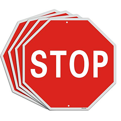 4 Pack Stop Signs Red Outdoor Traffic Sign Metal Reflective 12" x 12 ...