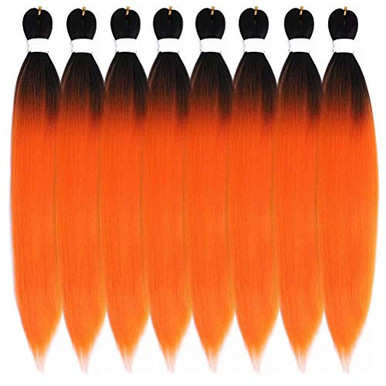 Pre-Streched Braiding Hair 24inch 8Pack Synthetic Braids 1B Orange ...
