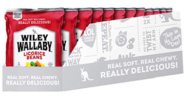 Wiley Wallaby Classic Red Licorice Beans 7.05 Ounce Resealable Bags 12 ...