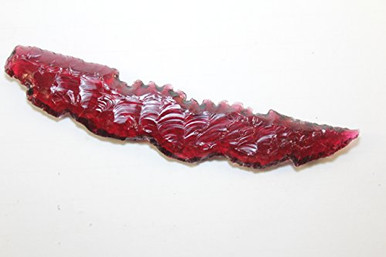 Red Slag Glass Flint Knapped Knife Blade 6" Long Curved Fantasy Serpent ...