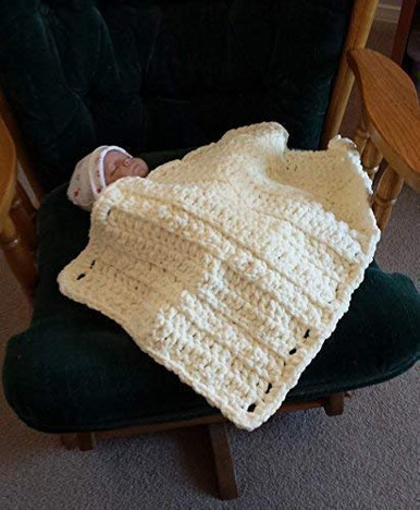 Newborn Baby Blanket Handmade Crochet Thick Stroller Blanket in Cream ...