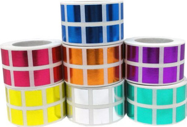 1 2" Inch Square Shiny Metallic Color Coding Stickers Bulk Pack 7 ...