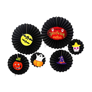 HEALLILY 1 Set Halloween Paper Fan Suit Hanging Paper Fans Ghost ...