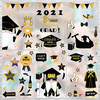 9 Sheets 2021 Graduation Window Clings Decorations ,Class of 2021 Grad ...