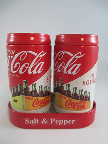 Coca Cola Salt and Pepper Metal in Caddy - Warehousesoverstock