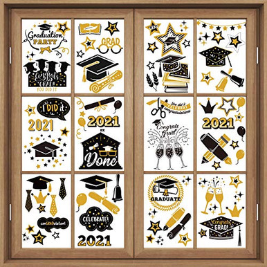 200 Pieces Graduation Window Clings 20 Sheets 2021 Graduation ...