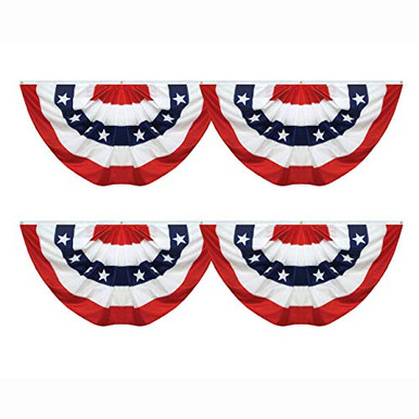 Flaglink 1.5x3Ft American Pleated Fan Flag - 4PC US Patriotic Half Fan ...