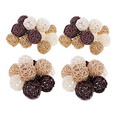 menolana 50x Round Rattan Ball 3/5cm Wicker Ball Wedding Decorative ...