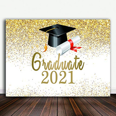 Bellimas 2021 Graduation Backdrop White Gold Dots Class of 2021 ...