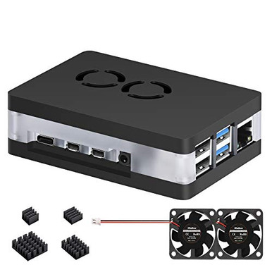 iUniker Raspberry Pi 4 Case, Pi 4 Case with Dual Fan Rpi4 Case with Cooling Fan with Raspberry ...