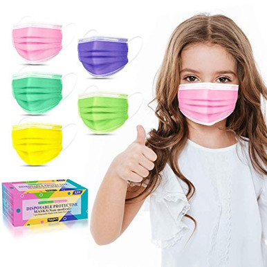 XDX Kids Face Mask Disposable-50 Pack Colorful Mask for Boys and Girls ...
