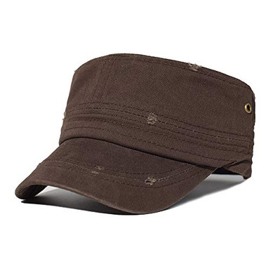 Men's Cotton Army Cap Cadet Hat Military Flat Top Adjustable Unique ...