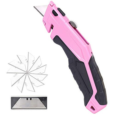 TOPLINE Pink Retractable Utility Knife, Retractable Pink Box Cutter ...
