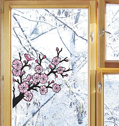 Stained Glass Cherry Blossom Branch - Sakura Branch - See Through Vinyl ...