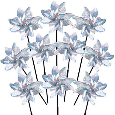 WXJ13 10 Pack Reflective Pinwheels with Stakes Extra Sparkly Pin Wheel ...