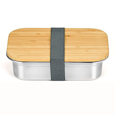 Stainless Steel Bento Box, Small Metal Lunch Containers with Bamboo Lid ...