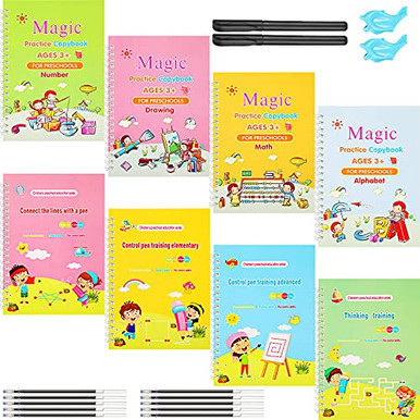 8 Pieces English Magic Practice Copybook Magic Calligraphy Reusable ...