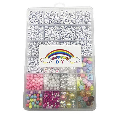 ZYOUNG Alphabet Letter Bead Set - DIY Bracelet Kit with 1200 plus ...