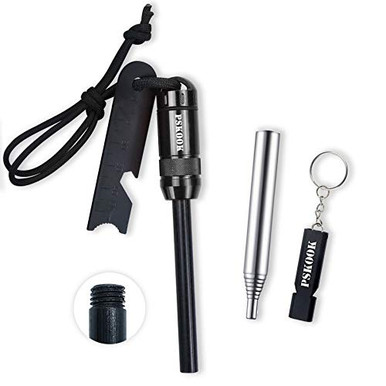 PSKOOK Replaceable Ferro Rod Fire Starter Kit with Paracord and Striker ...
