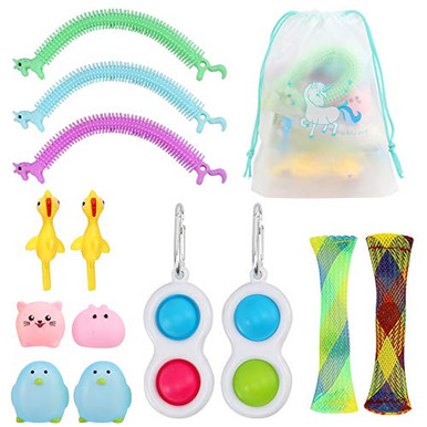 bilkoivn 14pcs Cheap Fidget Toy Pack, Include Simple Dimple Fidget Toy ...