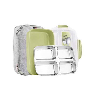 Slim Stainless Steel Square Lunch Box Set Insulated Leak Proof Lunch ...