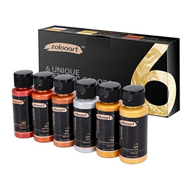 Premium Metallic Acrylic Paint Set 6 x 2oz -60ml- Bottles Zolooart 6 ...