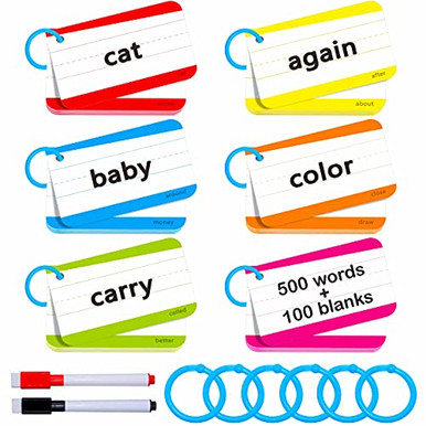 500 Sight Words, Contain 50 pcs Double-Sided Blank Cards, 2 Markers and ...