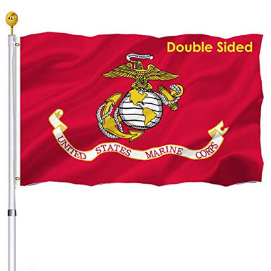 Marine Corps USMC Double Sided Flag 2x3 Outdoor- Heavy Duty American US ...