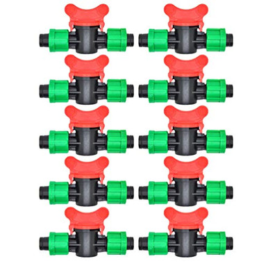 YARDWE Drip Irrigation Switch Valve Gate Valves -10- Pack-- Barbed Ball ...