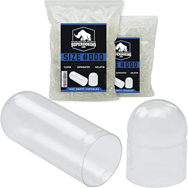 Pharma-Grade, Pre-Separated Size 000 Fillable Gel Capsules 1000 Bulk ...