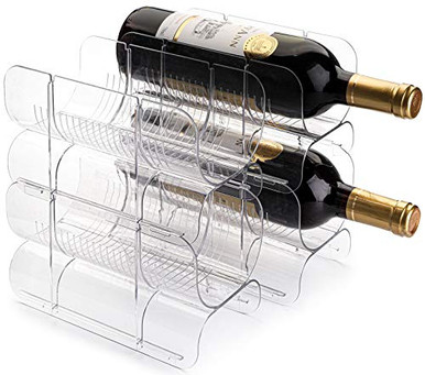 Lawei 4 Pack Plastic Stackable Wine Storage Rack - Free-Standing ...