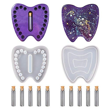 DIYBravo Baby Teeth Holder Epoxy Resin Molds with 10 Lanugo Bottles ...