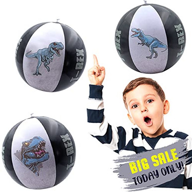 Inflatable Beach Ball Set, Shark, T-rex Dinosaur Dragon, Swimming Pool ...