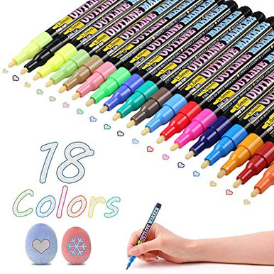 Double Line Outline Pens - 18 Colors Self Outline Metallic Markers ...