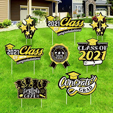 Jetec 8 Pieces Graduation Yard Signs Outdoor Lawn Decorations Class of ...