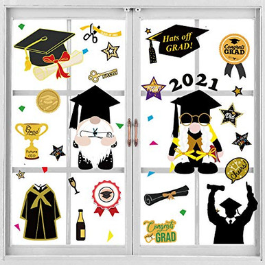 Graduation Window Clings 2021 Congrats Grad Gnome Window Clings ...
