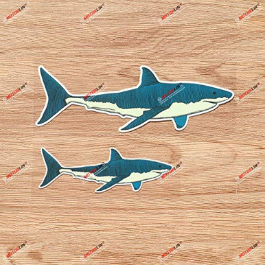Great White Shark Blue Vinyl Decal Sticker - 2 Pack Glossy 4 Inches 6 ...